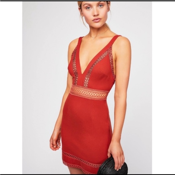 Free People | Dresses | Free People Iris Crochet Trim Bodycon Mini ...